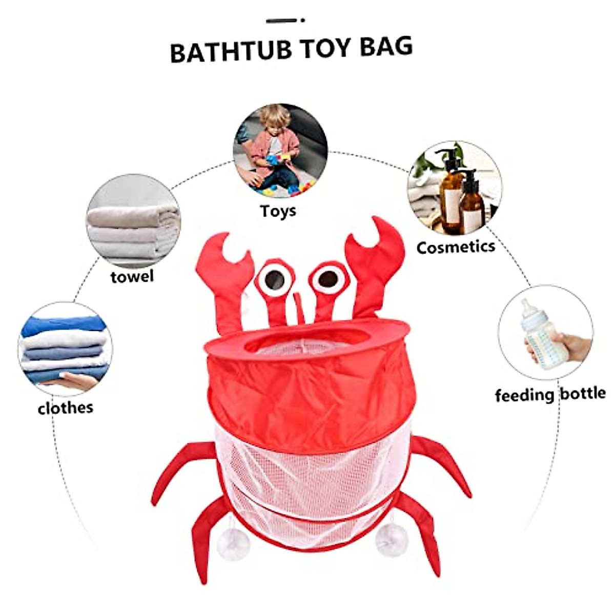 Kisangel Bathtub Toy Storage Animal Shape Folding Bedroom Hanging Bag Bath Toy Holder,Random Color