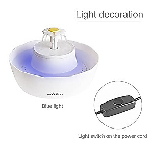 Cat Water Fountain, 360 Cat and Dog Water Dispenser, 3 Ways to Drink, LED Light with Switch, Multi-Directional Streams, Extremely Quiet