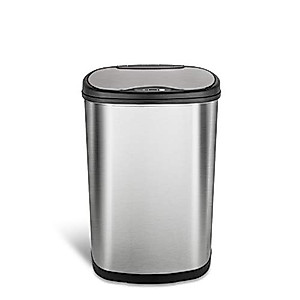 NINESTARS DZT-50-25 Motion Sensor Trash Can, Large, Silver