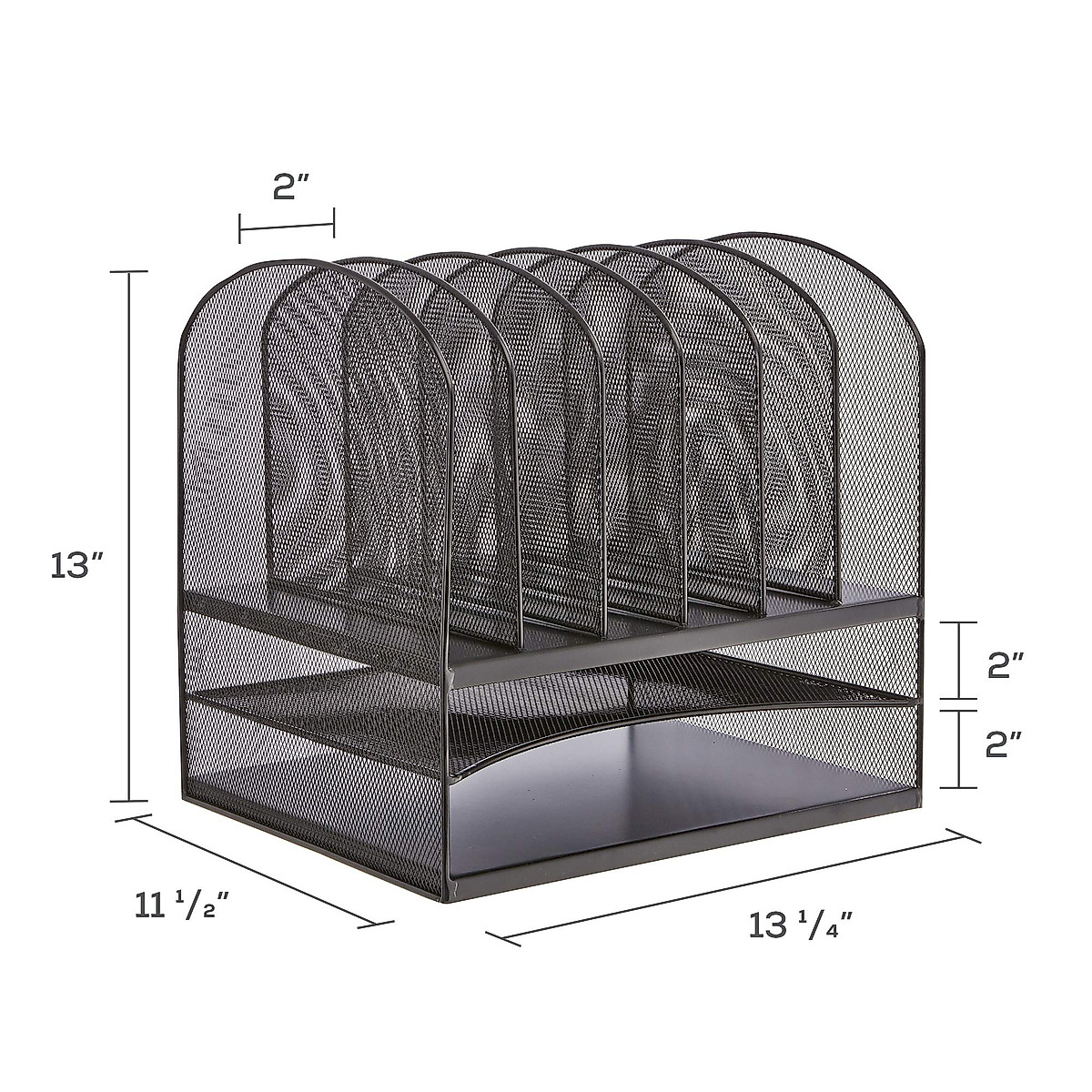 Safco Products Onyx Mesh 2 Tray, 6 Sorter Desktop Organizer 3255BU, Blue Powder Coat Finish, Durable Steel Mesh Construction, Space-Saving Functionality