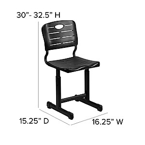 EMMA + OLIVER Adjustable Height Black Student Chair with Black Pedestal Frame