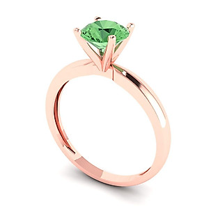 Clara Pucci 1.0 ct Round Cut Solitaire Green Simulated Diamond Bridal Designer Anniversary Engagement Ring in 14k Rose Gold