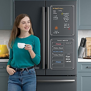 QUEENLINK Magnetic Acrylic Calendar for Fridge, Clear Acrylic Dry Erase Board 12" X 16" - Weekly Refrigerator Planner Board for Family, Home, Kitchen