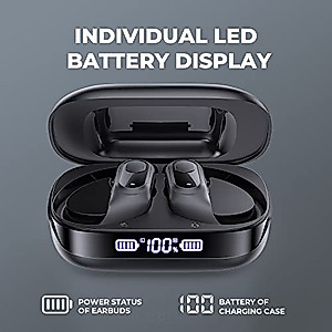 TELNP Wireless Earbuds Bluetooth Headphones 58Hrs Playtime Wireless Ear Buds with Earhooks Over Ear Earphones LED Display Charging Case Headphones for Sport Running Workout