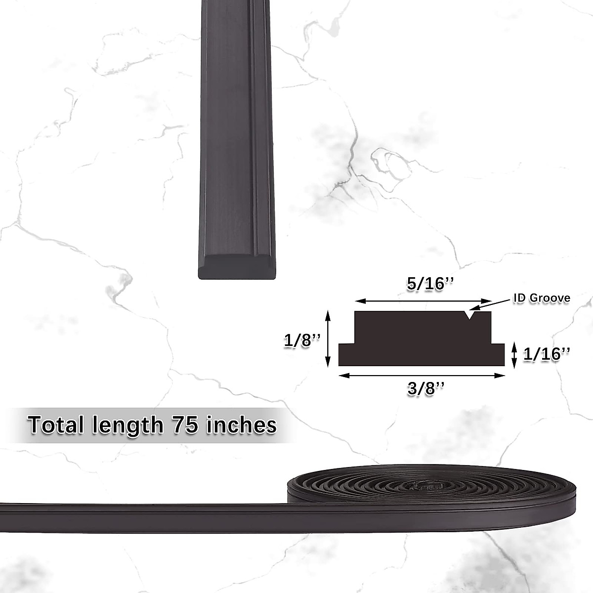 75 Inches Flexible Magnetic Strip Insert Shower Door Magnetic Strip Replacement Magnet Shower Door Replacement Parts Long Shower Door Strip for Framed Semi Framed Swinging Glass Shower Doors (1 Roll)