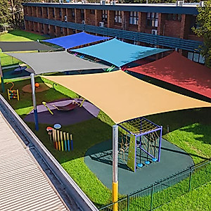 HENG FENG Sun Shade Sail Rectangle 10'x13' Sand UV Block Canopy 185GSM for Outdoor Patio Lawn Garden Pergola Backyard