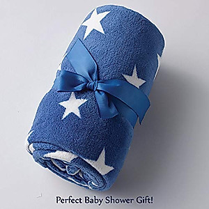 Plush Fleece Throw and Receiving Baby Blankets for Boys and Girls 30x40 (Blue Dino)