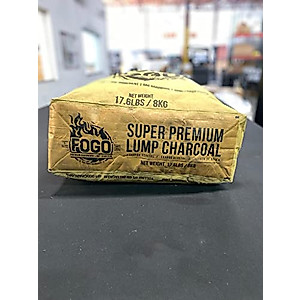 FOGO Super Premium Hardwood Lump Charcoal, Natural Large Sized Lump Charcoal, 17.6 Pound Bag and FOGO Fogostarters Natural Fire Starters, 30 Count Box, Bundle