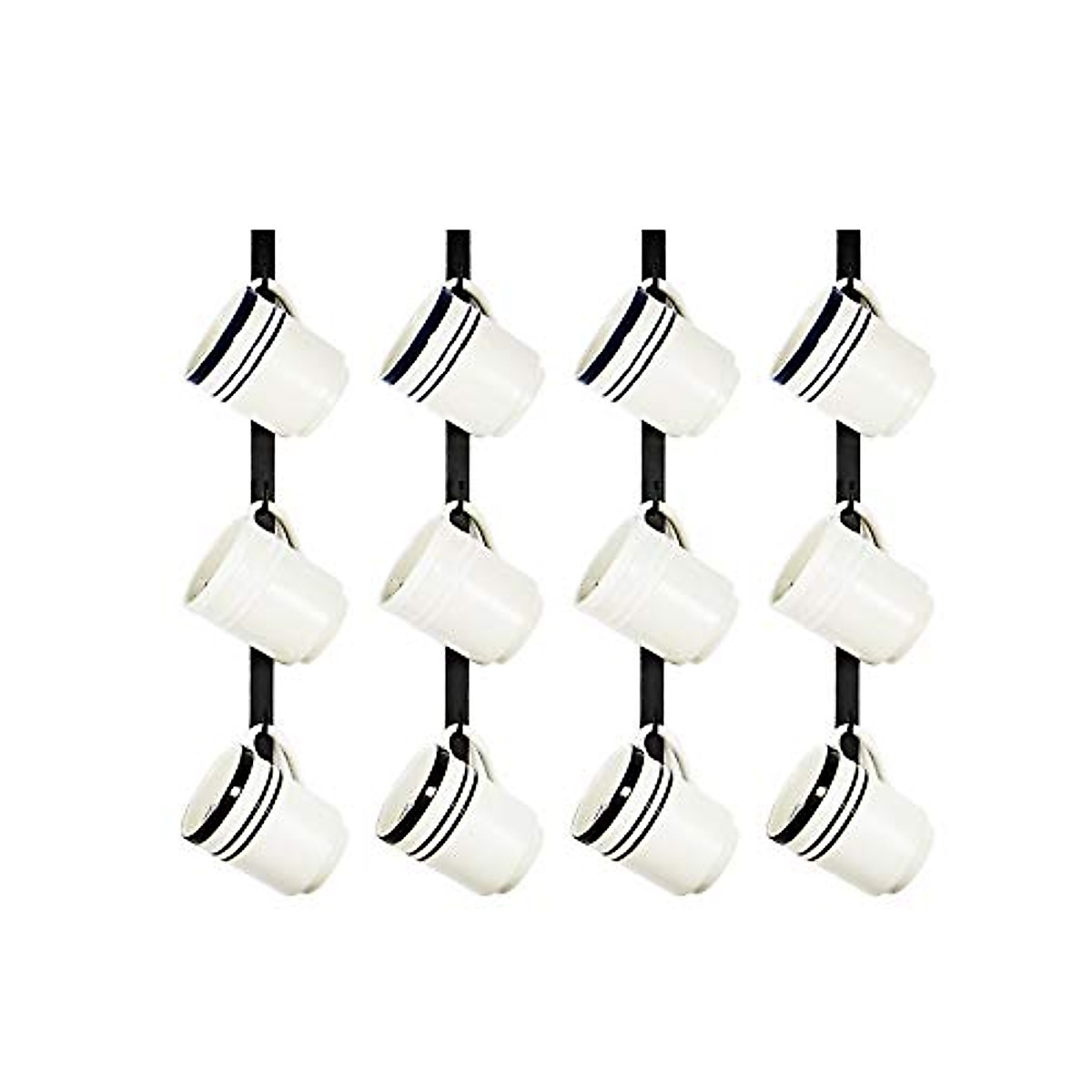 Coffee Mug Wall Rack - Metal Mug Racks for Wall - Wall Mug Rack - Coffee Cup Rack Wall Hanging Holder - Teacup and Mason Jar Hanger Display Holder - Hold a Dozen Cups and Mugs