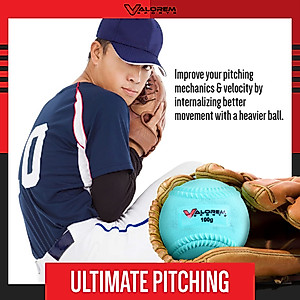 Valorem Sports Plyo Weighted Balls Baseball Set - Bonus J-Bands, Loop Bands & Carry Bag - Set of 6 (3.5 to 32 oz) - Soft Shell, Weighted Balls for Pitching, Hitting & Batting Training