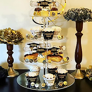 Cupcake Stand, 4 Tier Round Acrylic Cupcake Display Stand Holder, Clear Dessert Pastry Tower for Wedding, Birthday, Theme Party, Baby Shower