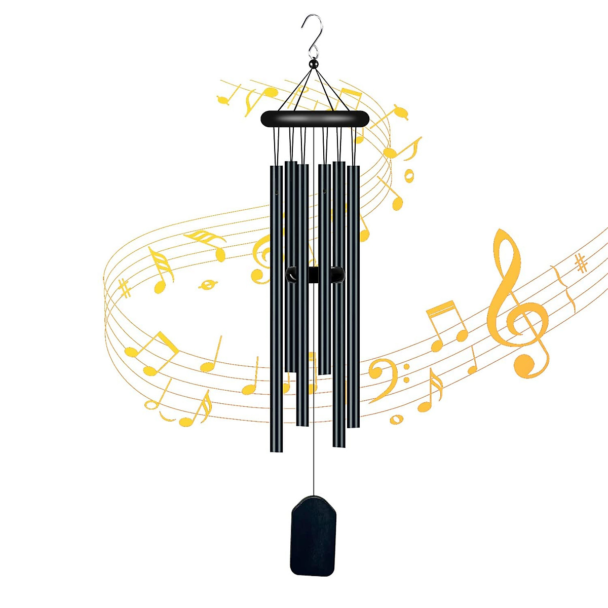YEHSAL Garden Wind Chimes with 6 Aluminum Alloy Tubes and Hook,Memorial Wind Chimes for Home Decor Garden Patio Outdoor