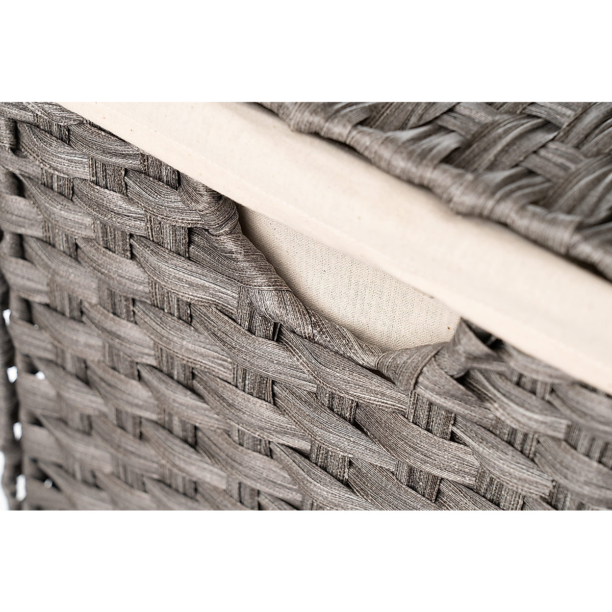 Synthetic Wicker Laundry Hamper Basket With Lid and Liner by Blue Ridge Basket Company (Gray)