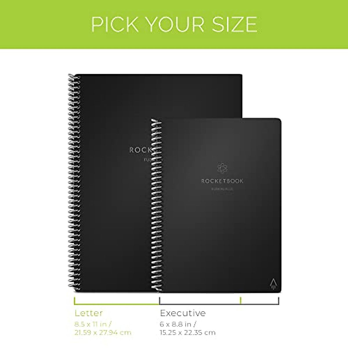 Rocketbook Smart Reusable Notebook, Fusion Plus Letter Size Spiral Notebook & Planner, Infinity Black, (8.5" x 11")