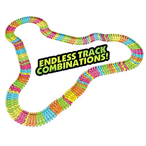 Mindscope Twister Tracks Neon Glow in The Dark 221 Piece (11 feet) of Flexible Assembly Track Emergency Series