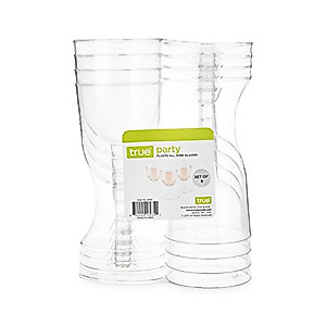 True Party Disposable Plastic Wine Glasses, Stemmed Clear Plastic Cups for Outdoors, Parties, 6 Oz Set of 8