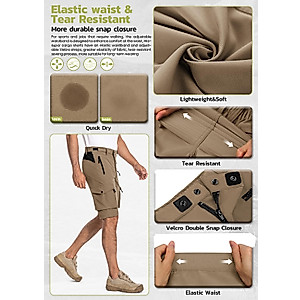 Hiauspor Men's Hiking Cargo Shorts Quick Dry Lightweight Casual Fishing Tactical Golf for Outdoor with 5 Pockets(Khaki, Medium)