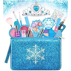 Kids Makeup Kit for Girls, Washable Real Makeup Set for Little Girls, Princess Frozen Toys for Girls Toys for 4 5 6 7 8 Year Old, Kids Play Makeup Starter Kit Cosmetic Beauty Set Frozen Makeup Set