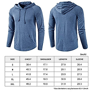 SIR7 Men's Gym Workout Active Long Sleeve Pullover Lightweight Hoodie Casual Hooded Sweatshirts(Black Large)