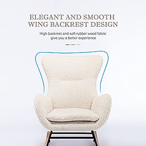 Kiztir Small Rocking Chair Nursery, Modern Rocking Chair with High Backrest, Comfy Accent Glider Chair for Nursery, Living Room, Bedroom (Beige)