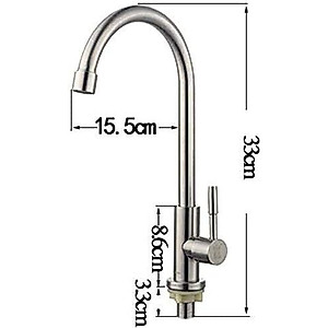 LCARY Swive SUS304 Stainless Steel Cold Water Tap Kitchen Sink Faucet, Brushed