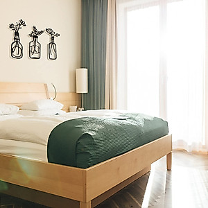 TENGZHEN Set of 3 Metal Vase Flowers Wall Art Metal Flower Wall Art Wall Decor Hanging Iron Wall Sculptures Hanging for Home Bedroom Bathroom Kitchen Garden Outdoor and Indoor Housewarming Gift(Black)