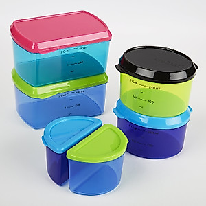 Fit & Fresh Kids' Reusable Lunch Box Container Set with Built-In Ice Packs, 14-Piece Healthy Lunch and Snack Kit, BPA-Free Microwave Safe, Portion Control