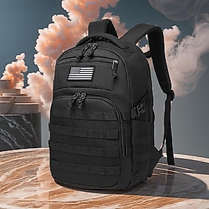 Wotony Military tactical backpack, black tactical backpack for men MOLLE backpack small tactical backpack assault bag used for outdoor hiking(Black)
