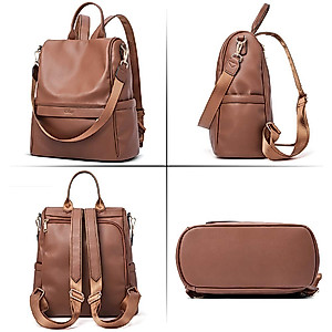 CLUCI Womens Backpack Purse Fashion Leather Ladies Travel Large Designer Convertible Shoulder Bags Pure Brown