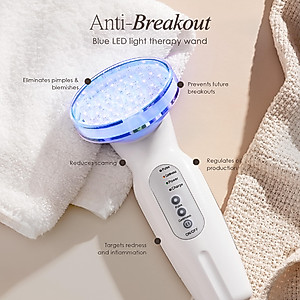 Blue LED+ Acne Light Therapy by Project E Beauty | Anti-Acne Skincare | Reduce Dark Spots & Scars | Calm Inflammation & Sensitive Skin | Remove Blemishes | For Skin Rashes & Oily Skin