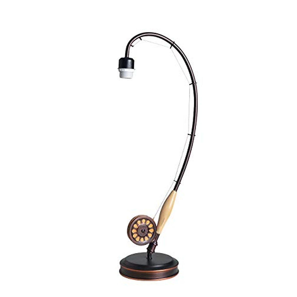 Kenroy Home 32193ORB Fly Rod Table Lamp with Oil Rubbed Bronze w/Wood Accent Finish, Rustic Style, 27.5" Height, 12" Width, 14.5" Depth