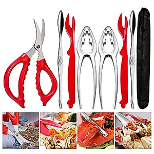 Crab Leg Crackers and Tools - Lobster Crackers and Picks Set Shellfish Crab Claw Cracker Stainless Steel Seafood Crackers & Forks - lobster tools for eating