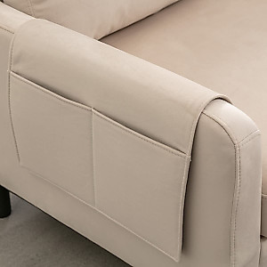 PEIHONGET Sleeper Sectional Sofa, 72.44" Velvet L-Shape 3 Seat with Pull Out Bed, Sectional Sofa Couch with Storage Chaise Living Room Bedroom Apartment (Beige)