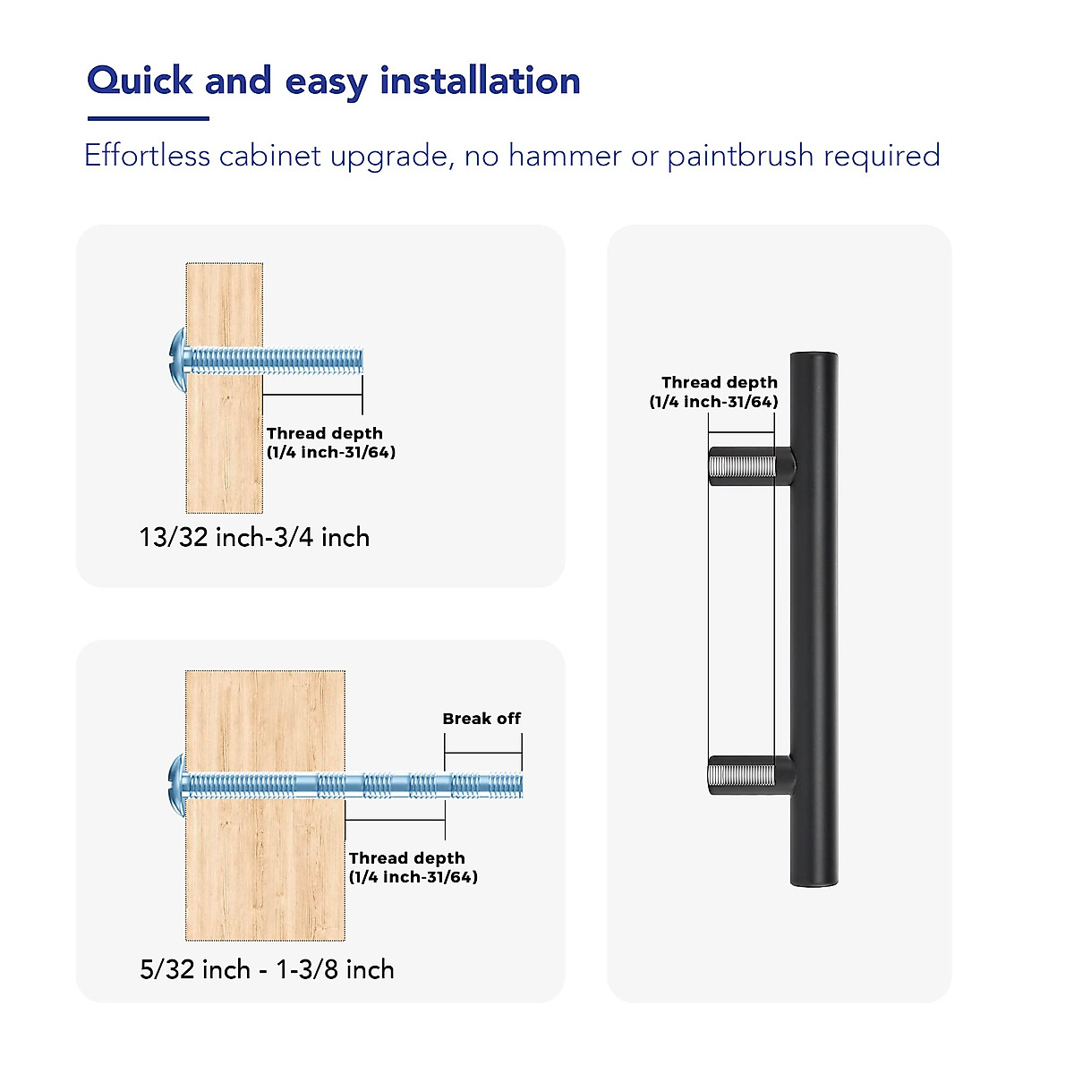 10 Pack 5 Inch Length Kitchen Cabinet Handles with 3 Inch Hole Center Matte Black Cabinet Pulls Stainless Steel Drawer Pulls,Cabinet Knobs for Dresser Drawer