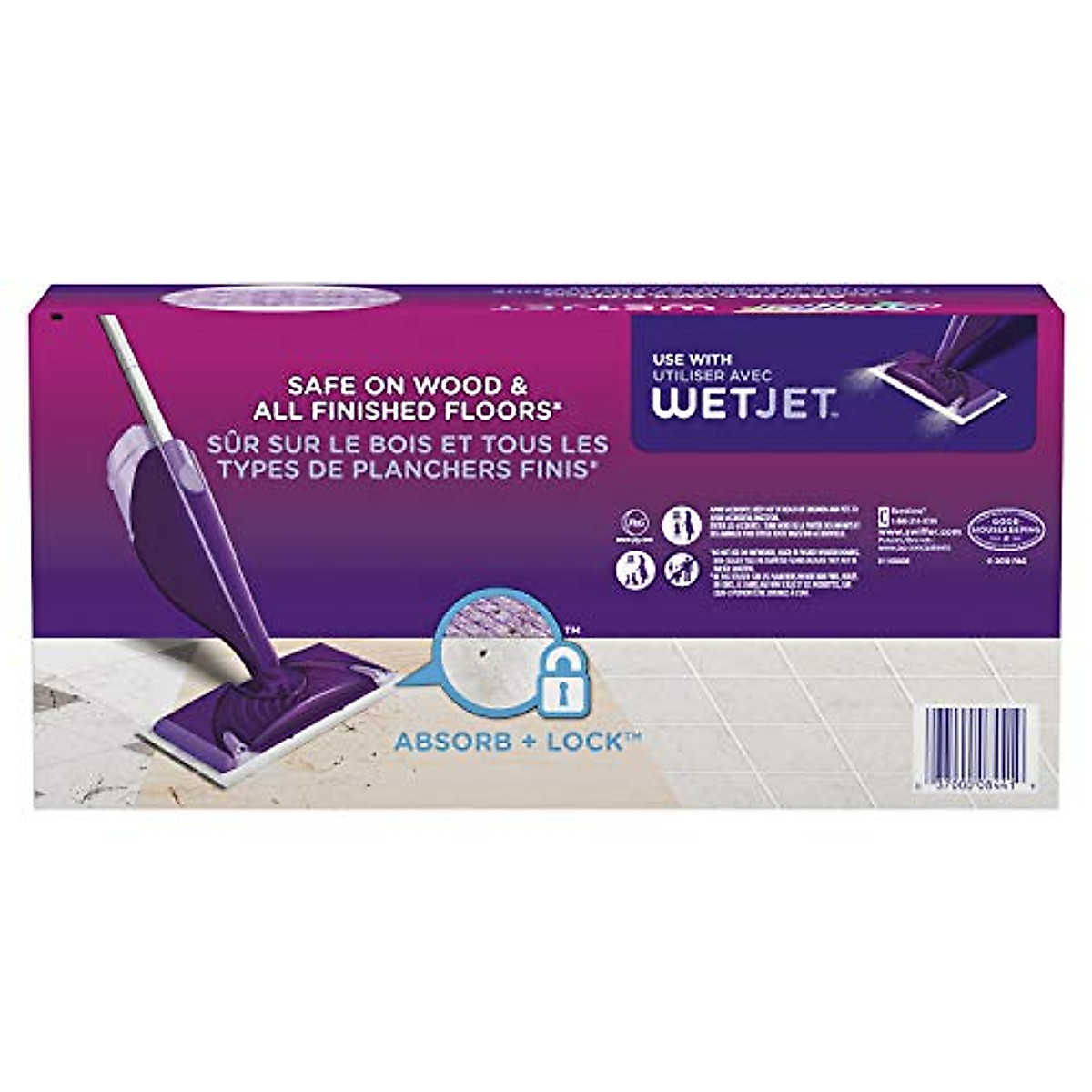 Swiffer WetJet Hardwood Floor Cleaner, Spray Mop Pad Refill, Multi Surface, 12 Count (Packaging May Vary), Pack of 8