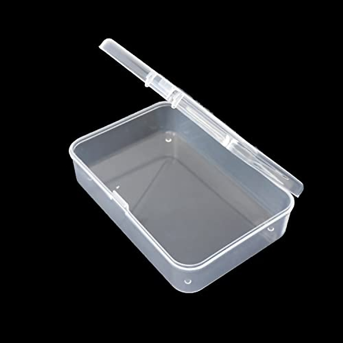 yueton 4pcs 3.7" x2.6" x1" Rectangle Clear Small Plastic Box, Mini Plastic Storage Containers Box, Small Organizer Case with Hinged Lid - for Business Cards, Credit Cards, Jewelry Accessories, Crafts, Screws, Batteries, etc