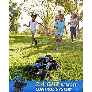 NBPOWER RC Cars for Boys Age 8-12, 1:14 Scale Remote Control Monster Truck, 2WD High Speed 20 Km/h Hobby rc Cars, 2.4GHz All Terrain Toy Trucks with 2 Rechargeable Battery, Outdoor Toy for Boys