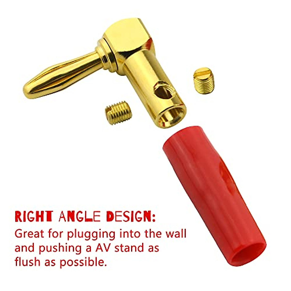 WMYCONGCONG 8 PCS 90 Degree Speaker Banana Plugs Right Angle Screw Type Banana Plug Audio Jack Connectors