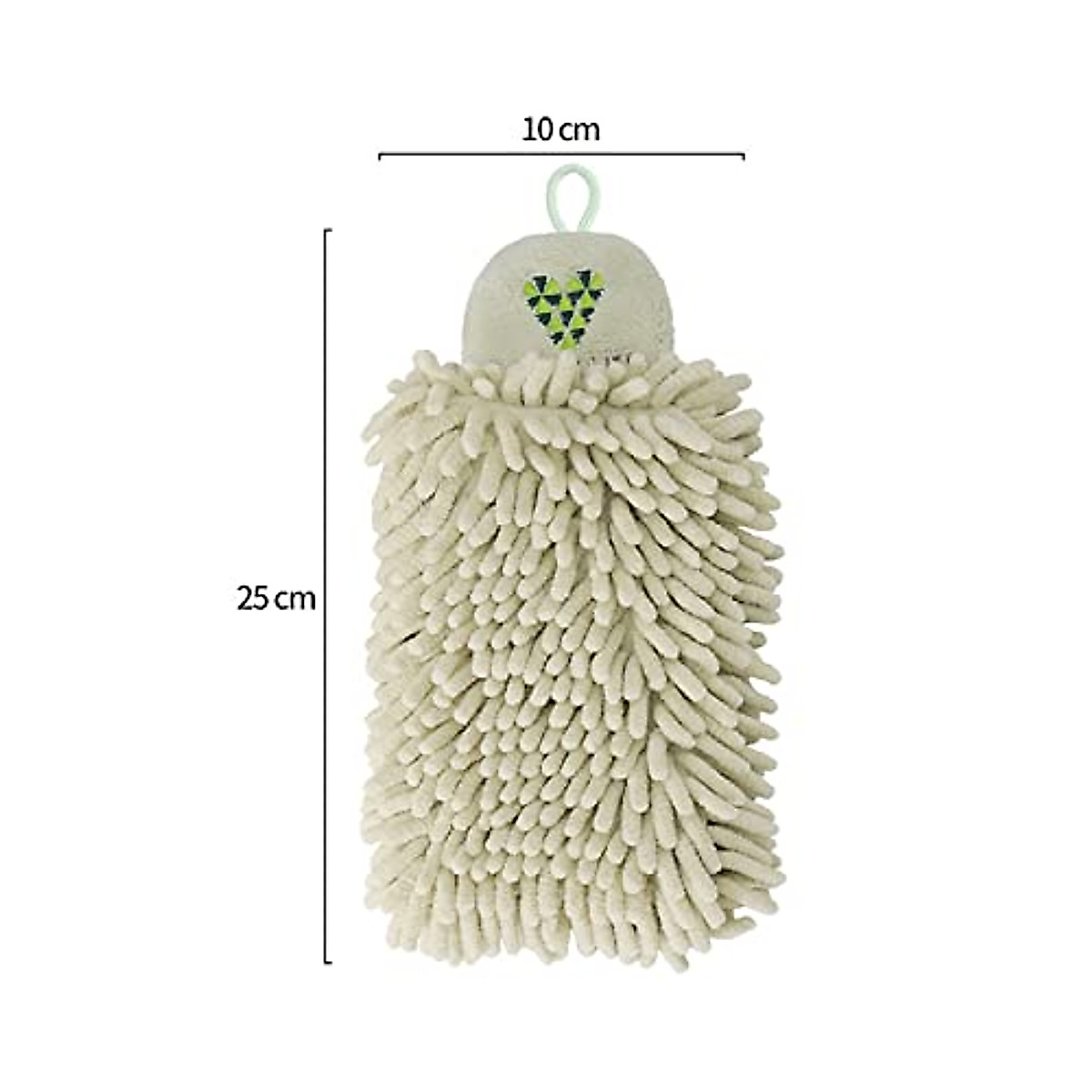 4 Pack Chenille Hand Towel with Hanging Loops, Soft Absorbent Microfiber Embroidery Hanging Hand Towels Plush Quick-Drying Chenille Ball Hand Towels for Bathroom Kitchen (Light Green + Beige)
