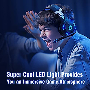 VersionTECH. G2000 Gaming Headset for PS5 PS4 Xbox One Controller,Bass Surround Noise Cancelling Mic, Over Ear Headphones with LED Lights for Mac Laptop Xbox Series X S Nintendo Switch NES PC Games