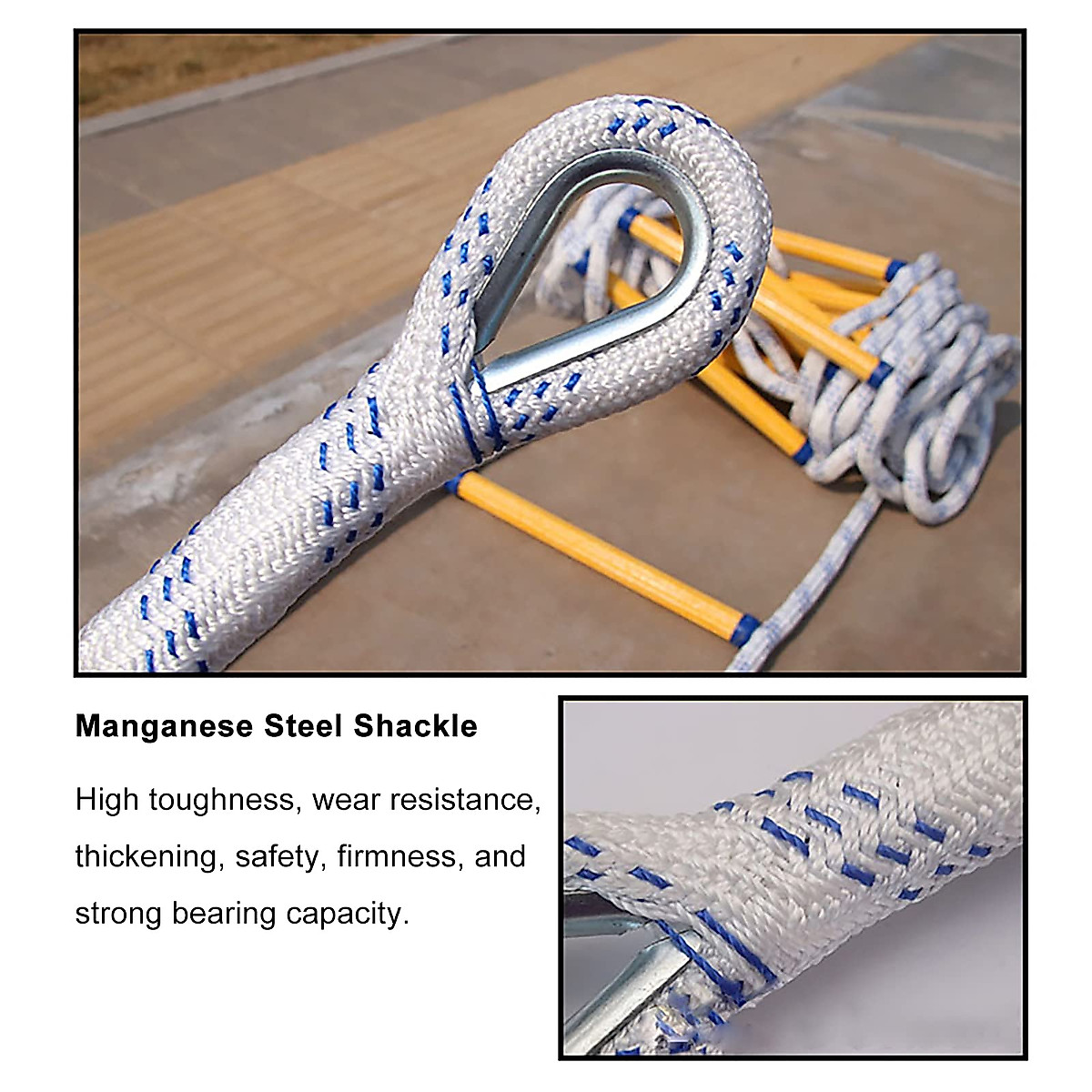 QWEASDF Emergency Fire Ladder, Escape Ladder, Flame Resistant Safety Rope Ladder, Non-Slip, Fast to Deploy, Easy to Use, for Work at Height, fire Escape, Home, Outdoor, Climbing,5m/16.4ft