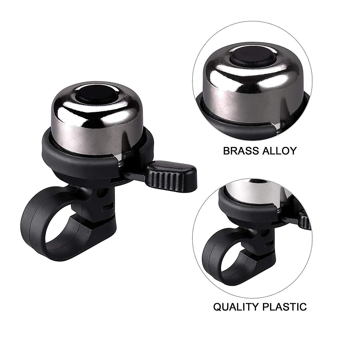 Emoly Bike Bell, 2 Pack Brass Mini Bicycle Ring Bell for Mountain Bike Road Bike Kid Bike Accessories (New, Black)