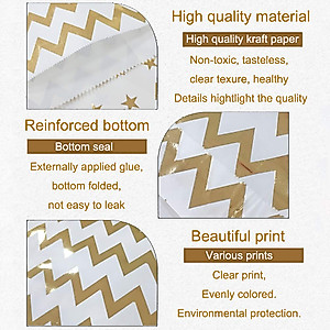 KIYOOMY 100 Pcs Gold Candy Buffet Bags Small Polka Dot Paper Treat Bags (Bright Gold, 5 inch X 7 inch)