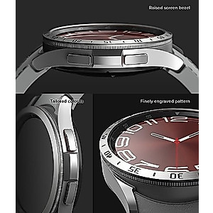 Ringke Bezel Styling [Stylish Stainless Steel Frame] Compatible with Samsung Galaxy Watch 6 Classic Case (43mm), Anti Scratch Protector Adhesive Lightweight Cover Accessory - 43-01 (ST) Silver
