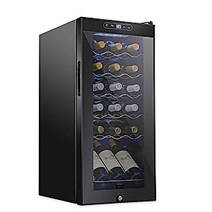 SCHMECKE 18 Bottle Compressor Wine Cooler Refrigerator w/Lock - Large Freestanding Wine Cellar - 41f-64f Digital Temperature Control Wine Fridge For Red, White, Champagne or Sparkling Wine - Black