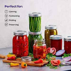 SEWANTA Wide Mouth Mason Jars 16 oz [5 Pack] With mason jar lids and Bands, mason jars 16 oz - For Canning, Fermenting, Pickling - Jar Décor - Microwave/Freeze/Dishwasher Safe Jar Opener