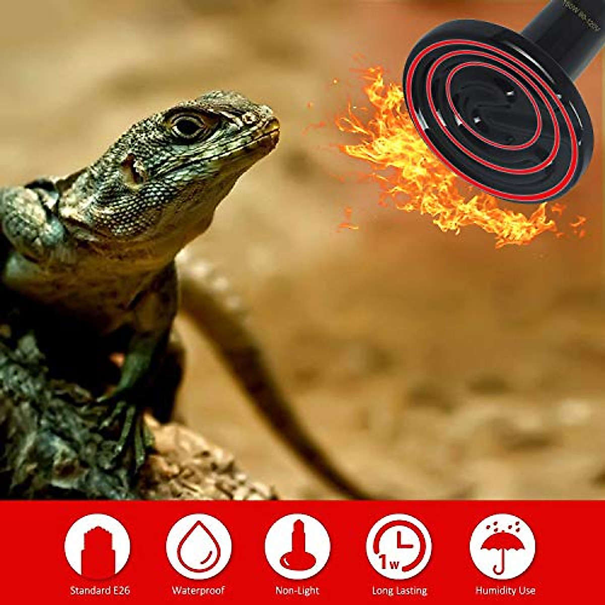 FIVEAGE Ceramic Heat Emitter 150W Reptile Heat Lamp Bulb,No Light Emitted No Harm Heater Chicken Heat lamp Infrared Lamp for Lizard Snake Coop Tortoise Aquarium Pet Brooder,2P- Black