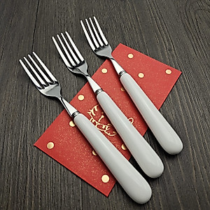 Meiyahome 3-piece set 20CM 8-inch Main fork steak tableware table-knife knife fork Dinner spoon 18-10 Stainless steel exquisite Ceramic handle