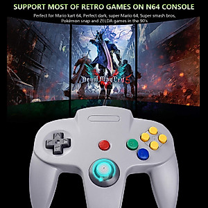 MODESLAB USB N64 Controller, Retro Classic Wired N64 Controllers 64 Bit Remote Gamepad Joystick for Windows PC Linux Mac Raspberry Pi 3 - Gray