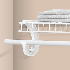 6PCS Hanging Closet Rod Support 3/4 Closet Bracket J-Shaped Closet Shelf Rod Holder for Wire Closet Shelving, Cabinets Storage and Curtain